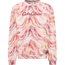 Carlo Colucci Sweatshirt 'Dotti' Herren Gr&ouml;&szlig;e L apricot / rosa / wei&szlig;
