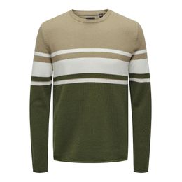 Only & Sons Only & Sons Pullover 'ONSNiguel' Herren Gr&ouml;&szlig;e L dunkelbeige / khaki / wei&szlig;