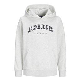 Jack & Jones Jack & Jones Junior Sweatshirt 'JJECaleb' Jungen Gr&ouml;&szlig;e 140 hellgrau / schwarz / wei&szlig;