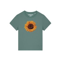 Watapparel T-Shirt 'Sonnenblume' Damen Gr&ouml;&szlig;e L dunkelbraun / goldgelb / jade