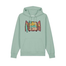 Watapparel Sweatshirt 'Surf And Beach' Herren Gr&ouml;&szlig;e S hellbraun / senf / mint / rosa