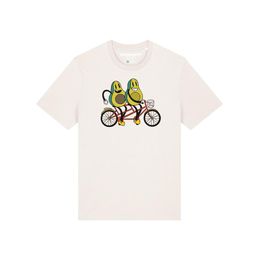 Watapparel T-Shirt 'Avocado Fahrrad' Herren Gr&ouml;&szlig;e XL pastellgr&uuml;n / rot / schwarz / wei&szlig;