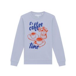Watapparel Sweatshirt 'Its Coffee Time' Damen Gr&ouml;&szlig;e 4XL kobaltblau / hellblau / hellrot