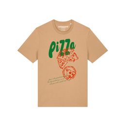 Watapparel T-Shirt 'Pizza' Herren Gr&ouml;&szlig;e S beige / gr&uuml;n / orange