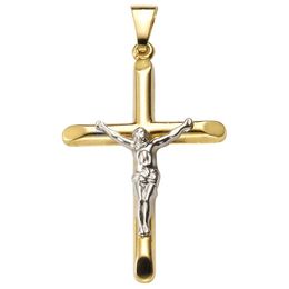 Ketten-Anhänger Firetti "Schmuck Geschenk Gold 333 Halsschmuck Anhänger für Halskette Kreuz", silber (gelbgoldfarben, silberfarben), Schmuckanhänger, Herren, Gelbgold 333, 0,78 g