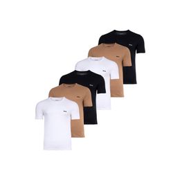 T-Shirt BOSS "T-Shirt T-Shirt RN 3P Classic 6er Pack" Gr. L, schwarz, weiß, hellbraun, Herren, Obermaterial: 100% Baumwolle CO., Shirts