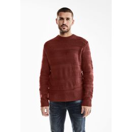 Street One MEN Herren Strickpullover, rot, Gr. XL, unifarben, Web, 60% Baumwolle, 40% Polyacryl, Pullover, mit Struktur