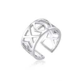 Elli Damen Fingerring "Ikat-Muster 925 Sterling Silber", Resizable, ohne Stein, Silber 925 (Sterlingsilber), 10mm, silber, Silber 925