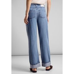 Street One Damen Comfort-fit-Jeans, blau, Gr. 33, unifarben, Jeans, 64% Baumwolle, 36% Lyocell, Jeans, High Waist