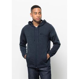 Jack Wolfskin Herren Fleecejacke "WALDSEE HOODED JKT M", blau, Gr. M, OBERSTOFF: 83% POLYESTER, 9% WOLLE, 8% ELASTHAN; Futter: 100% POLYESTER, Jacken