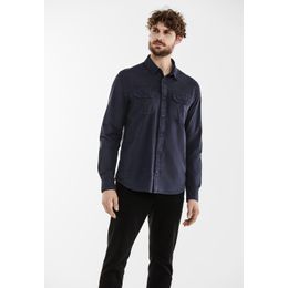 Street One MEN Herren Langarmhemd, blau, Gr. L, unifarben, Web, 100% Baumwolle, Hemden, aus reiner Baumwolle