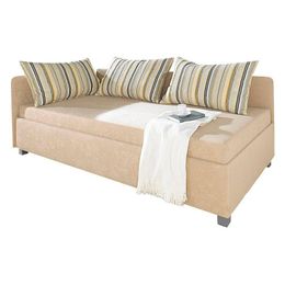 Polsterliege Maintal, B:126cm L:206cm, beige, 100% Polyester, Komplettbetten, inkl. Bettkasten, Liege mit Umbau