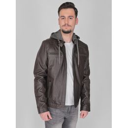 Mustang Herren Lederjacke "Foster", braun, Gr. L, Obermaterial: 100% Lammleder; Wattierung: 100% Polyester; Kapuze: 100% Baumwolle; Innenfutter: 100%
