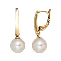 Jobo Damen Perlenohrringe, Gelbgold 585 Perlen, gelb, Gelbgold 585, Perlen, Ohrringe, 585 Gold mit S&uuml;&szlig;wasser-Zuchtperlen