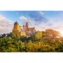 papermoon Fototapete "Burg im Wald", B/L: 3,5mm x 2,6mm, Bahnen: 7 Stk. St., bunt, Schlafzimmer, Tapeten