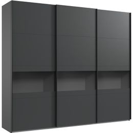 Schwebetürenschrank wimex, B:270cm H:208cm T:65cm, schwarz, Spanplatte, Schränke, "Easy Plus, Kleiderschrank Made in Germany", mit Glaseinsatz/