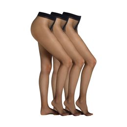 Camano Damen Feinstrumpfhose "Strumpfhose 3er Pack", Gr. 44, schwarz, 87% Polyamid, 13% Elasthan, Strumpfhosen