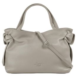 Samantha Look Damen Henkeltasche, grau, Leder, leicht glänzend, unifarben, Taschen, echt Leder, Made in Italy