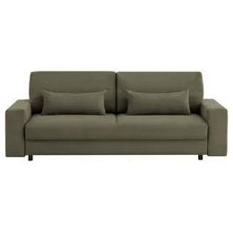 Schlafsofa LeGer Home by Lena Gercke "Imoga, Polster mit Schlaffunktion, 3-Sitzer Sofa, Couch mit Bettkasten", grün (khaki), B:250cm H:90cm T:108cm, Sofas, in modernen Farben und Stoffen, Bettfunktion, Liegefläche: 200x150 cm