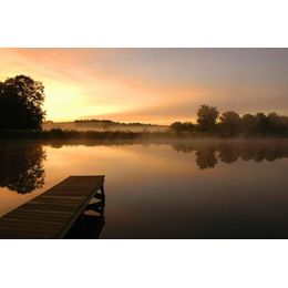 papermoon Fototapete "Morgenstille am See", B/L: 4mm x 2,6mm, Bahnen: 8 Stk. St., bunt, Wohnzimmer, Tapeten