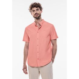 Street One MEN Herren Kurzarmhemd, rot, Gr. L, unifarben, Web, 100% Baumwolle, Hemden, mit Knopfleiste