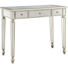 Sekretär LEONIQUE, B:107cm H:81cm T:48cm, silber, Sekretäre, "Corrin", Sekretär, 3 Schubladen, Mattsilber, Spiegel, Schminktisch, 107x48x81