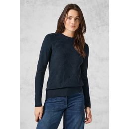 Cecil Damen Strickpullover, blau, Gr. XXL, unifarben, Web, 37% Baumwolle, 34% Polyacryl, 26% Polyester, 3% Elasthan, Pullover, mit Rundhalsausschnitt