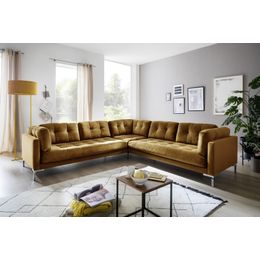 Wohnlandschaft TRENDS BY HG, B:265cm H:75cm T:264cm, braun, Sofas, "Landau U-Form", in Cord-Stoff mit Metallfuß