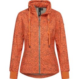 LPO Damen Softshelljacke "SHELBY PEAK IV Women", orange, Gr. 38, 96% Polyester; 4% Elastan, Jacken, leichte Softshelljacke mit All-Over-Print und