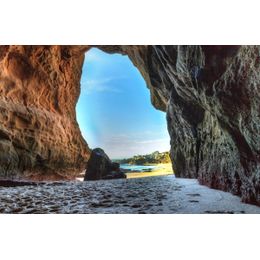 papermoon Fototapete "GROTTE-H&Ouml;HLE LAGUNA BEACH MEER FELSEN GEBIRGE D&Uuml;NEN", B/L: 4,5mm x 2,8mm, Bahnen: 9 Stk. St., bunt, Schlafzimmer, Tapeten