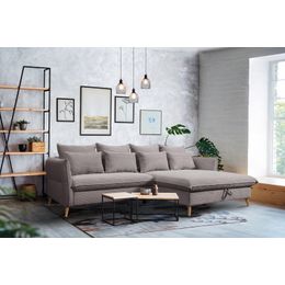 Ecksofa, B:274cm H:88cm T:170cm, braun, exxpo - SOFA FASHION, Wohnzimmer, Sofas, "WALPY, elegant & modern, bequem, schmale Armlehnen, Breite 274cm",