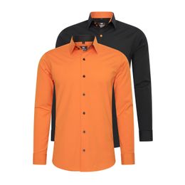 Rusty Neal Herren Langarmhemd, orange, Gr. S, unifarben, 60% Baumwolle, 37% Polyester, 3% Elasthan, Hemden, im Slim-Fit geschnitten