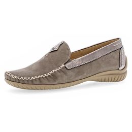 Gabor Damen Mokassin "FLORENZ", Gr. 35, grau, Kalbsleder, Nubukleder, Schuhe, Slipper, Schlupfschuh mit Gummizug, Weite G (=weit)