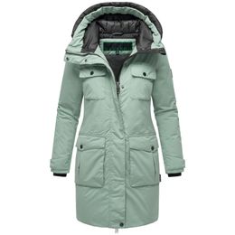 Navahoo Damen Winterjacke "Eissturm 14", blau, Gr. M, Material: 100% Polyester, Jacken, Wasserabweisende Jacke mit Kapuze