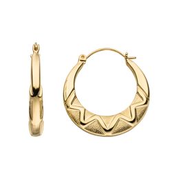 Jobo Damen Paar Creolen, 22mm, Gelbgold 375, gelb, Gelbgold 375, Ohrringe, 375 Gold 22 mm