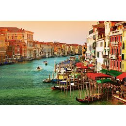 papermoon Fototapete "VENEDIG-INSEL ALT STADT RETRO VINTAGE MEER STRAND KANAL", B/L: 4,5mm x 2,8mm, Bahnen: 9 Stk. St., bunt, Schlafzimmer, Tapeten