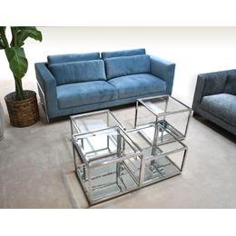 Couchtisch LEONIQUE, B:50cm H:45cm T:50cm, silber, Wohnzimmer, Tische, "Maik", Couchtisch, 4 Tische, Glas, Chromgestell, 50x50x35/45