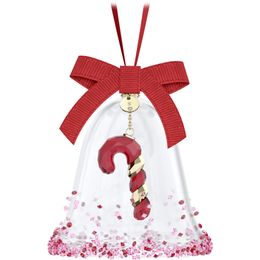 Dekohänger Swarovski "Sammelfigur Holiday Cheers Dulcis Weihnachtsglocke, 5688313, 5688314", kristallweiß, rot, rosa, goldfarben, Dekohänger, B/H/T: 7,59cm x 9,03cm x 7,59cm, Kristallglas, Metall, Polyester, Swarovski Kristall, B:7,59cm H:9,03cm T:7,59cm