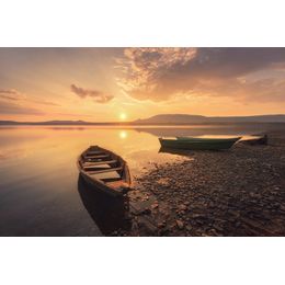papermoon Fototapete "Photo-Art DMITRY KUPRATSEVICH, BOOT AM SEE", B/L: 4,5mm x 2,8mm, Bahnen: 9 Stk. St., bunt, Schlafzimmer, Tapeten