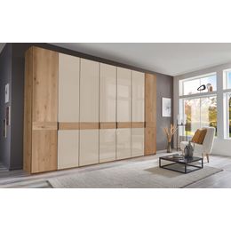 Dreht&uuml;renschrank Wiemann, B:344,2cm H:236cm T:58cm, beige, Floatglas, Hartfaserplatte, Holzwerkstoff, Massivholz, Schr&auml;nke, "Cardiff", inkl.