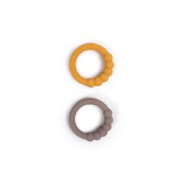 Filibabba Silikonbeißring 2er-Pack - Warm Grey + Honey Gold