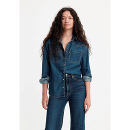 Levi's LEVI'S Damen Jeansbluse "TEODORA WESTERN SHIRT", blau, Gr. XS, Web, Obermaterial: 60% Lyocell, 40% Baumwolle, Blusen, mit Druckknöpfen