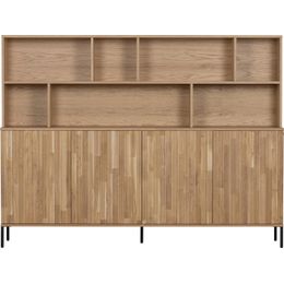 Buffet Woood, B:200cm H:150cm T:44cm, beige, Holzwerkstoff, K&uuml;che, Schr&auml;nke, "New Gravure", mit viel Stauraum, Breite 200 cm