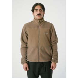 Cleptomanicx Herren Fleecejacke "Deck", braun, Gr. XL, bestickt, 100% Polyester, Jacken, mit ger&auml;umigen Taschen