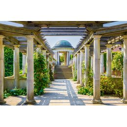 papermoon Fototapete "ARCHITEKTUR-PERGOLA H&Uuml;GEL GARTEN LONDON S&Auml;ULEN BLUMEN", B/L: 4mm x 2,6mm, Bahnen: 8 Stk. St., bunt, Schlafzimmer, Tapeten
