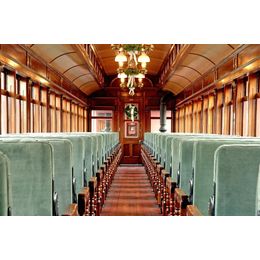 papermoon Fototapete "VINTAGE ZUG-LOKOMOTIVE EISENBAHN DESIGN WANDTAPETE XXL", B/L: 3,5mm x 2,6mm, Bahnen: 7 Stk. St., bunt, Schlafzimmer, Tapeten