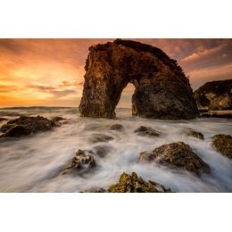 papermoon Fototapete "HORSEHEAD FELSEN-STRAND KLIPPEN K&Uuml;STE MEER OZEAN FLUSS", B/L: 3,5mm x 2,6mm, Bahnen: 7 Stk. St., bunt, Schlafzimmer, Tapeten