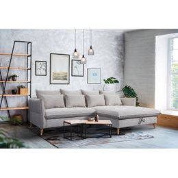Ecksofa, B:274cm H:88cm T:170cm, beige, exxpo - SOFA FASHION, Wohnzimmer, Sofas, "WALPY, elegant & modern, bequem, schmale Armlehnen, Breite 274cm",
