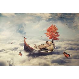 papermoon Fototapete "SURREAL-HERBST SCHMETTERLINGE WOLKEN HIMMEL WANDTAPETE", B/L: 3,5mm x 2,6mm, Bahnen: 7 Stk. St., bunt, Schlafzimmer, Tapeten