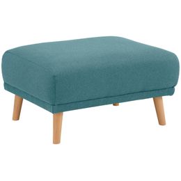 Polsterhocker Home Affaire "Lasse", blau (petrol), B:84cm H:46cm T:66cm, Struktur fein( 100% Polyester);Filzoptik (100% Polyester);Luxus-Microfaser (100% Polyester), Hocker, Polsterhocker Sitzhocker, mit Holzf&uuml;&szlig;en